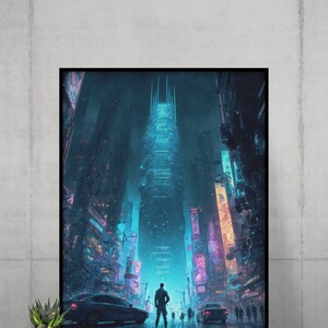 Cyberpunk Futuristic Times Square in New York Art Print,cyberpunk Wall ...