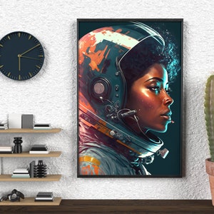 Retro Space Poster,female Astronaut,outer Space Print,space Poster,wall ...