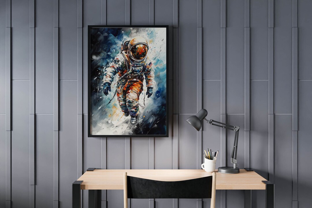 Astronaut in Space Oil Painting Art Print, Astronaut in Space Wall Art ...