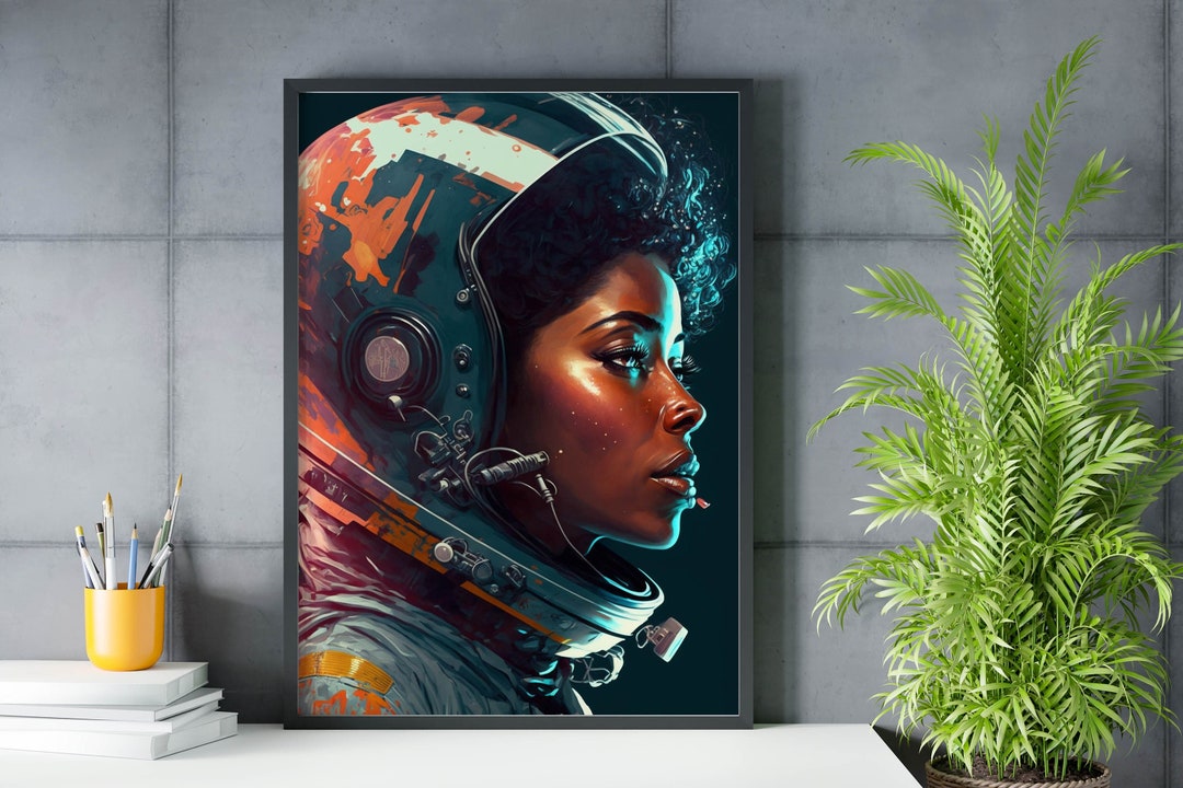 Retro Space Poster,female Astronaut,outer Space Print,space Poster,wall ...