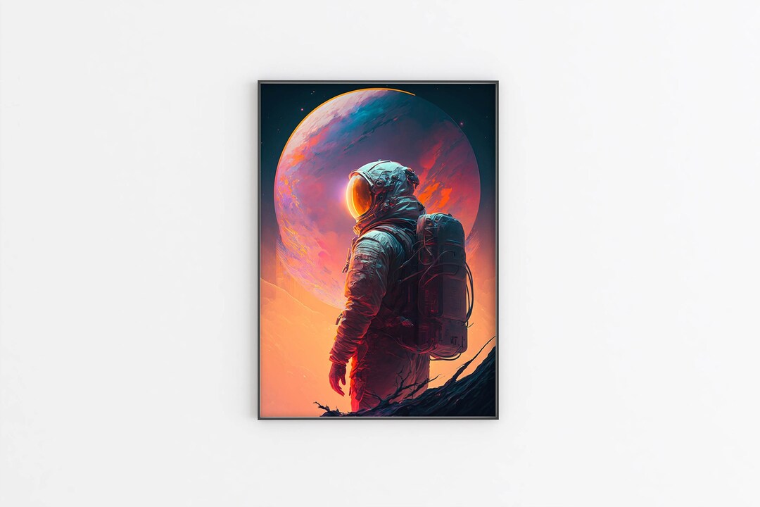Space Wall Art, Synthwave Astronaut Poster, Space Print, Space Wall Art ...