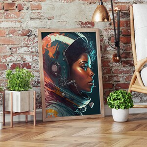 Retro Space Poster,female Astronaut,outer Space Print,space Poster,wall ...