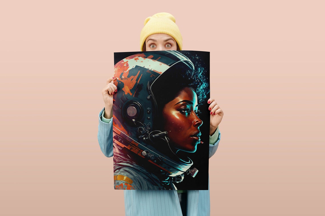 Retro Space Poster,female Astronaut,outer Space Print,space Poster,wall ...