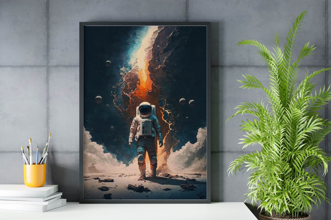 Space Astronaut Painting Art Print, Astronaut Painting Wall Art Poster ...