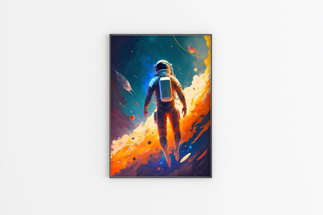 Space Poster,sci-fi Astronaut Painting,space Art,outer Space Art Poster ...