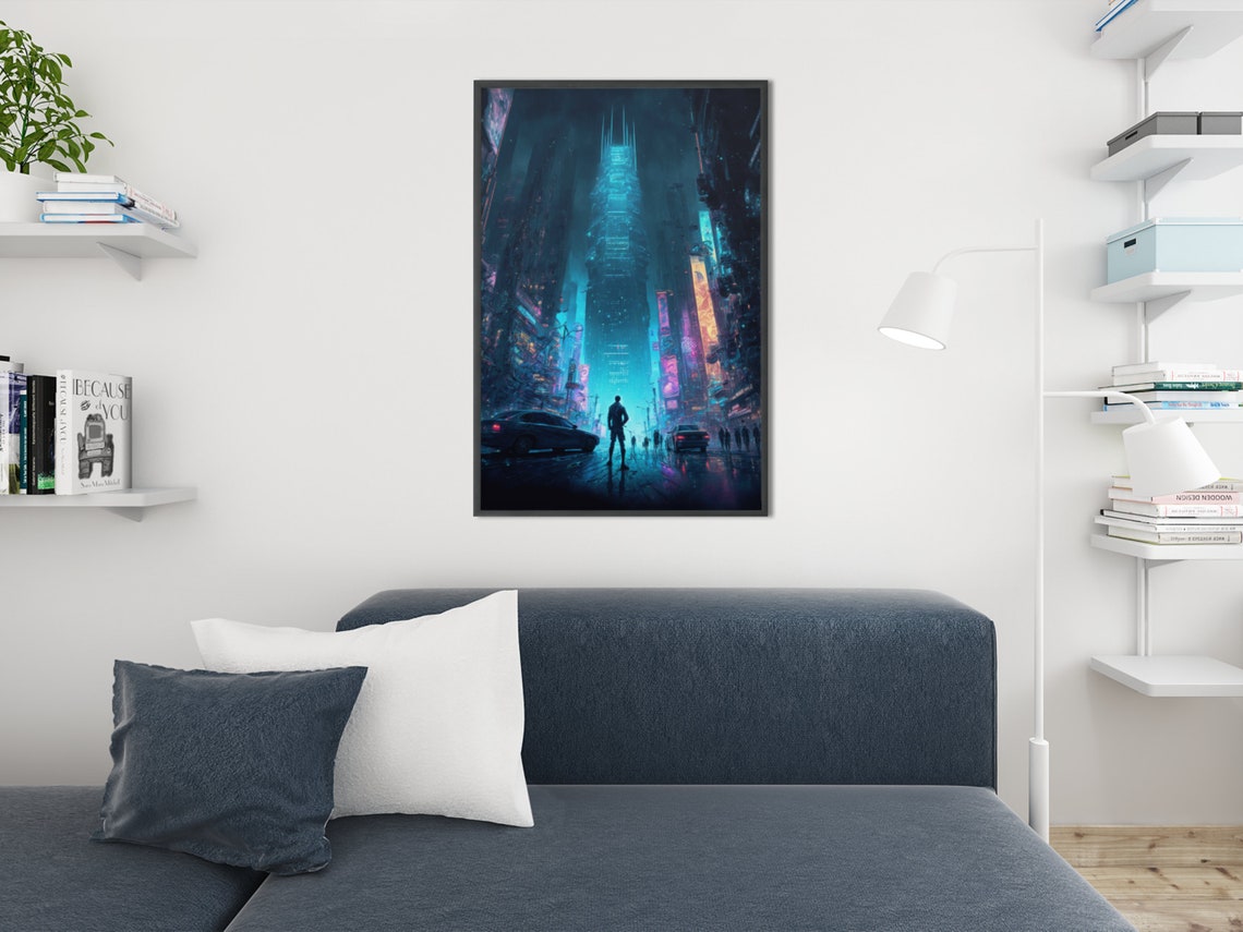 Cyberpunk Futuristic Times Square in New York Art Print,cyberpunk Wall ...
