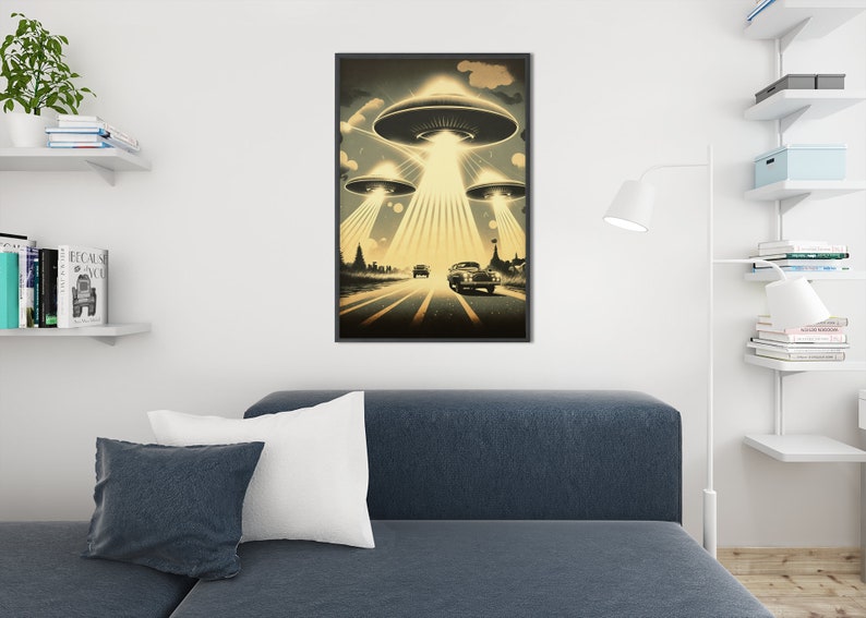 UFO Abduction collage Art, Trippy Wall Art, Retro Art, Cosmic Art ...
