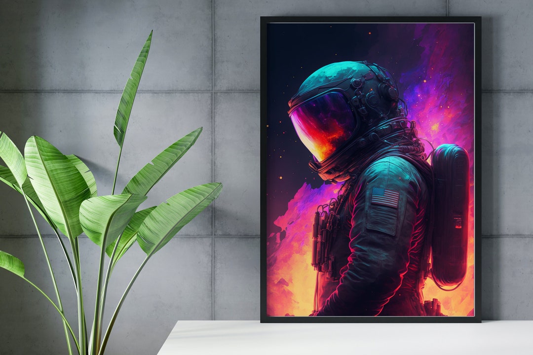 Astronaut in Deep Space Painting Art Print, Astronaut Painting Wall Art ...