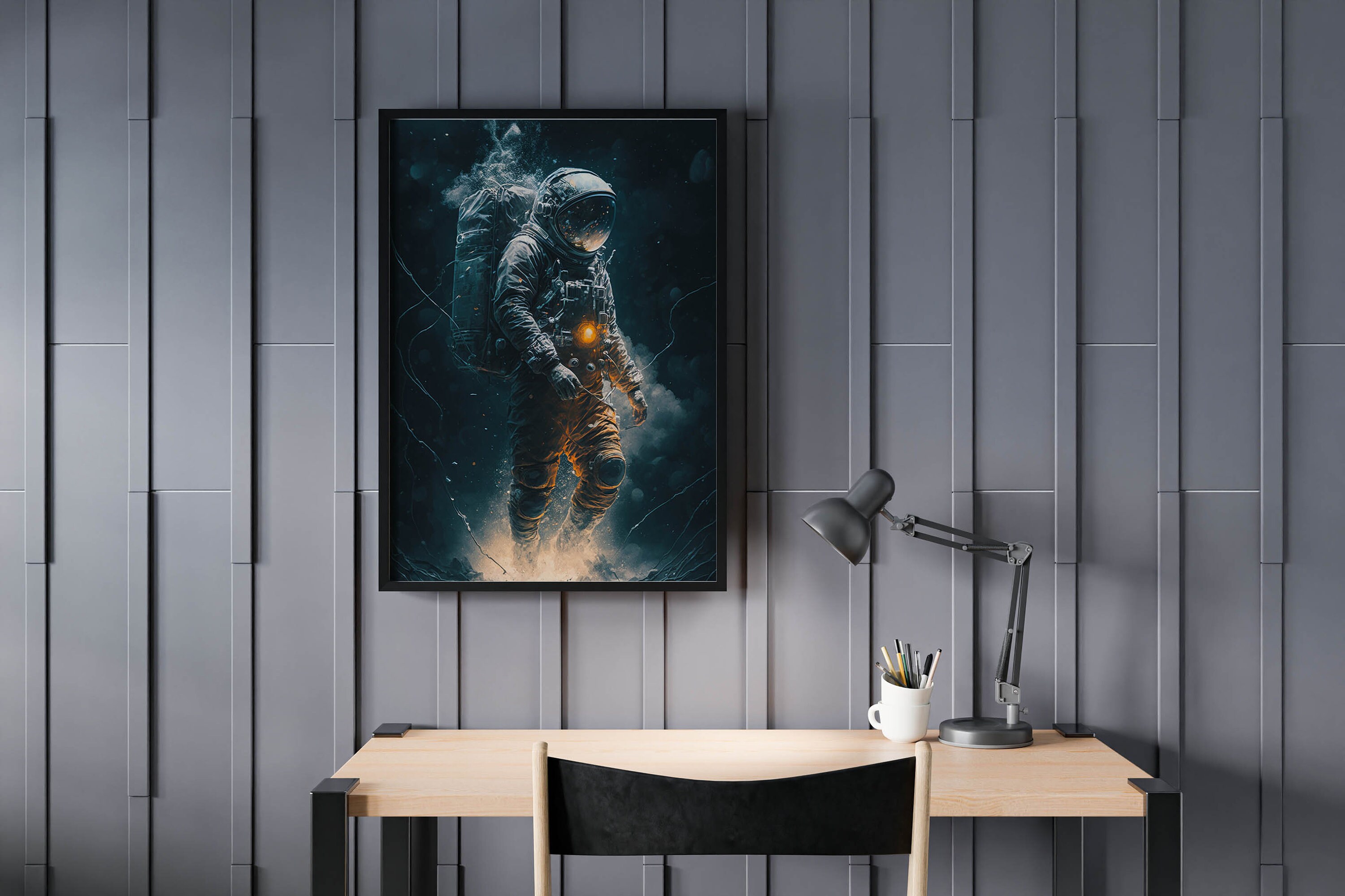 Astronaut Space Painting Art Print, Astronaut in Space Wall Art Poster ...