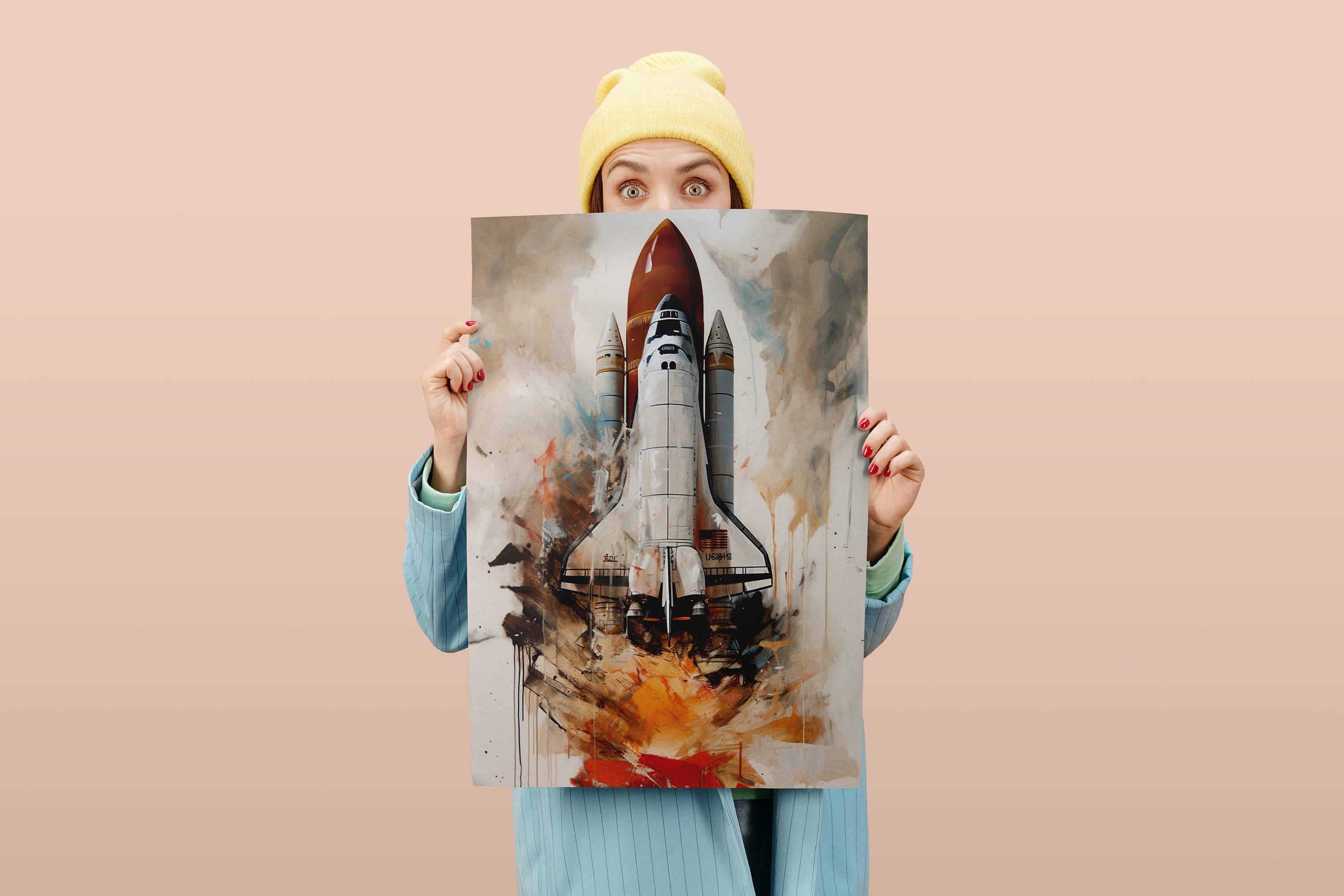 Space Shuttle Oil Painting Art Print Spaceship Launch Wall - Etsy