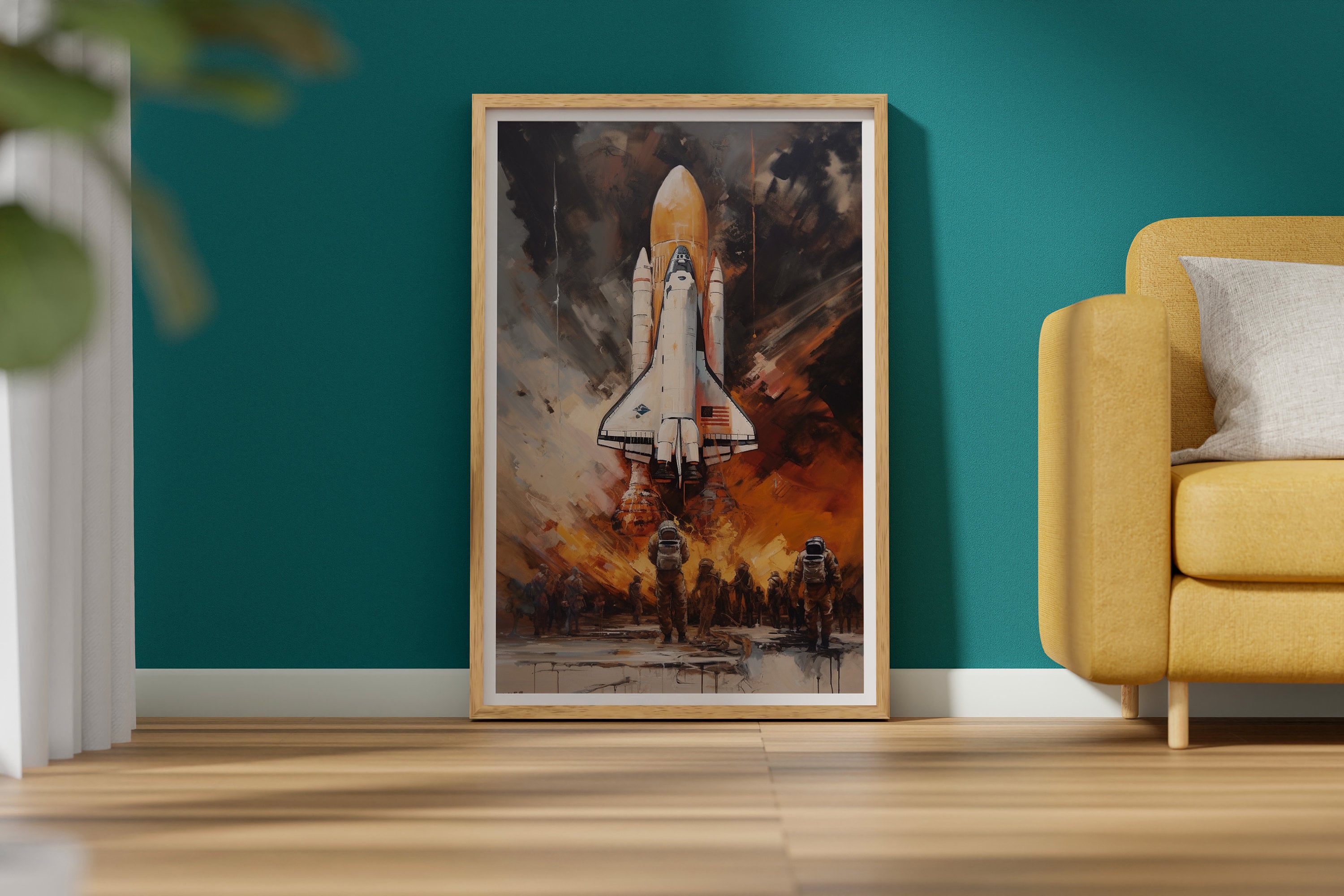Space Shuttle Oil Painting Art Print, Spaceship Launch Wall Art Poster ...