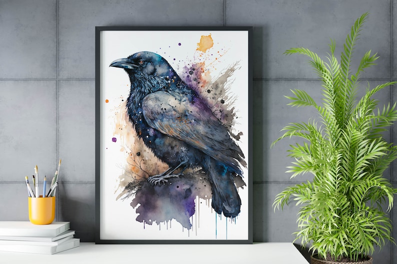 Raven Watercolor Painting,raven Painting Poster,raven Art Print ,wall ...
