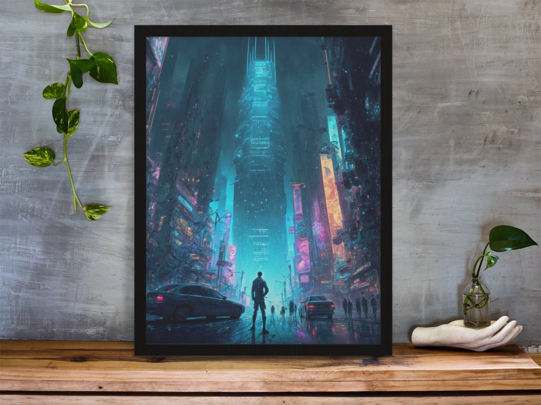 Cyberpunk Futuristic Times Square in New York Art Print,cyberpunk Wall ...