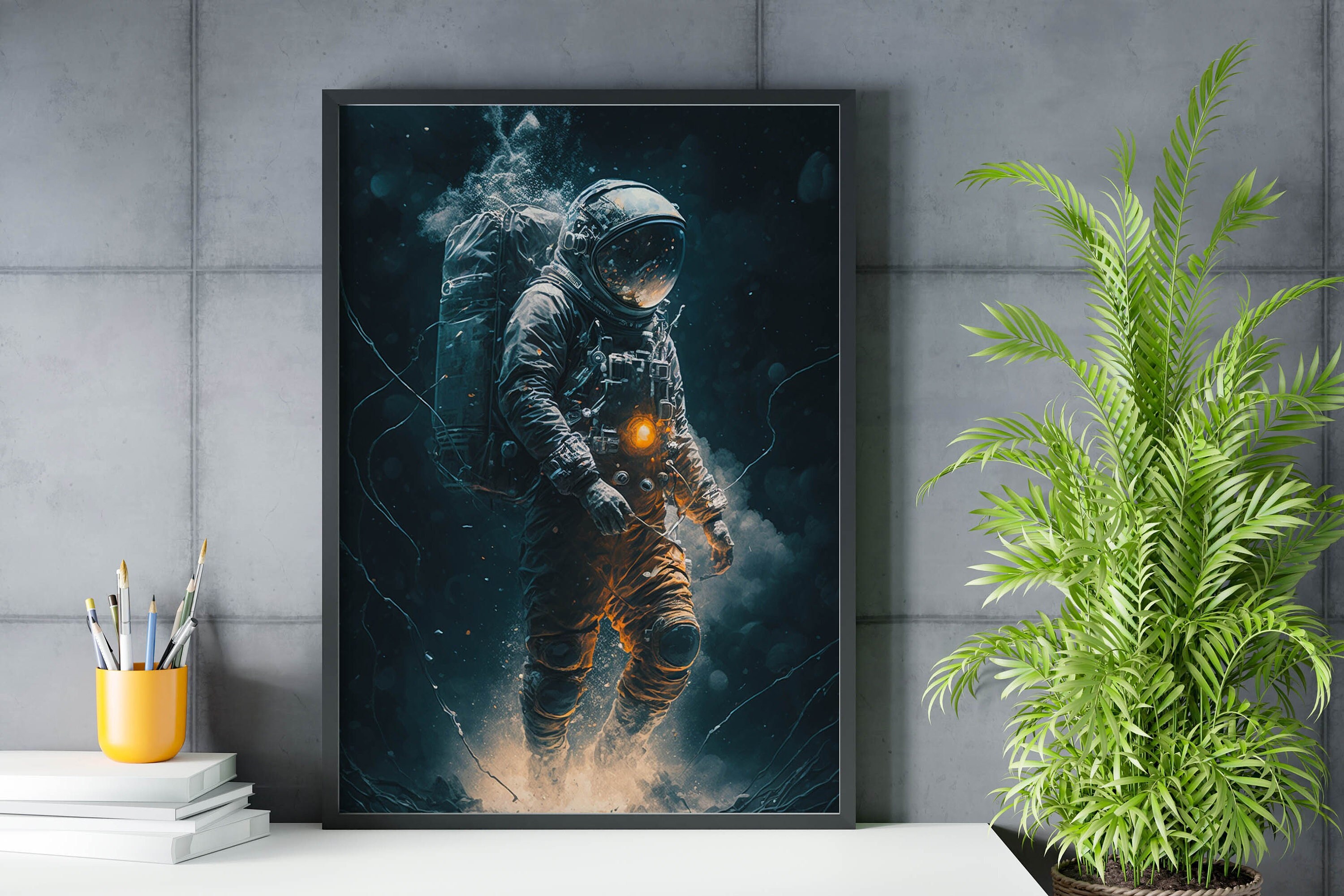 Astronaut Space Painting Art Print, Astronaut in Space Wall Art Poster ...