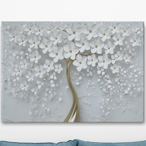 Flower Wall Art, Fancy Wall Decor, White Cherry Blossom, Floral ...