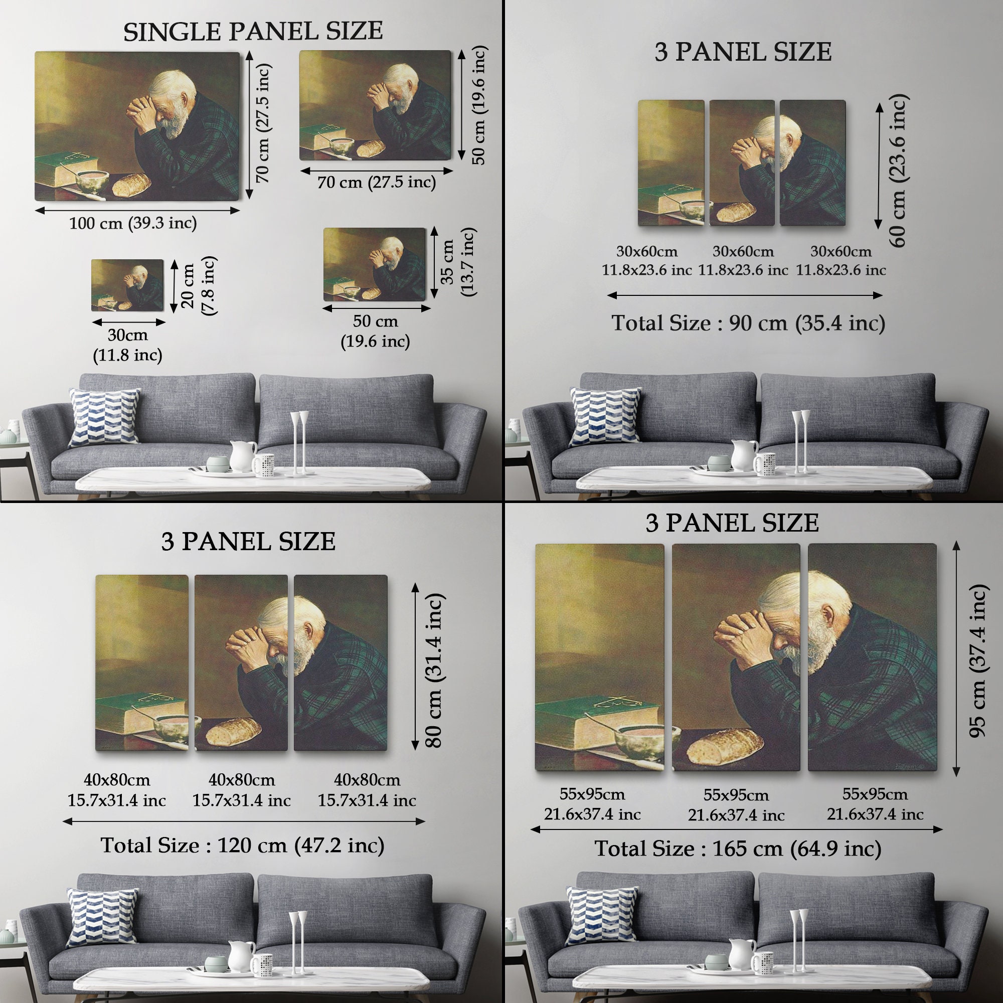 Praying Old Man Canvas Wall Art, Eric Enstrom Grace Wall Painting ...