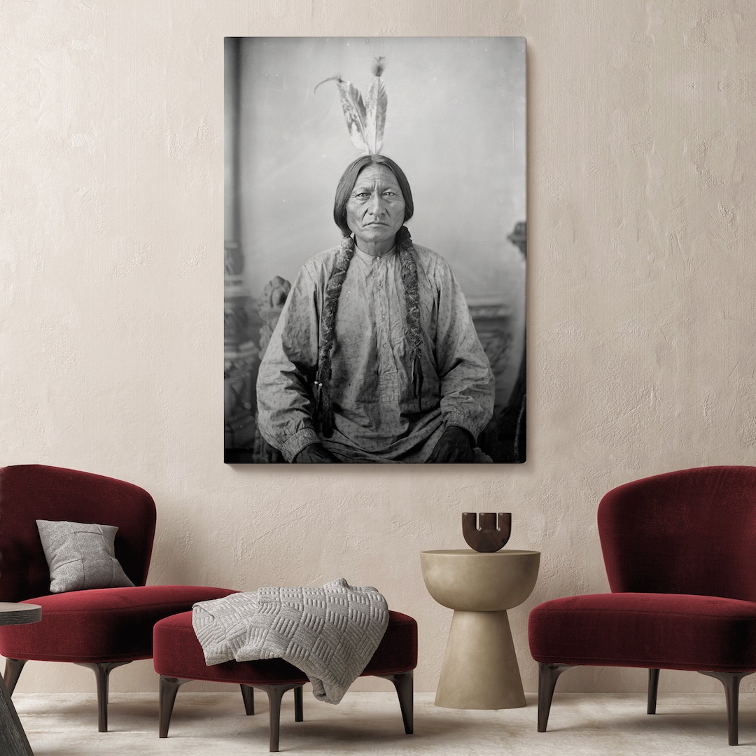 Native American Wall Art, Black and White Warrior Canvas Painting ...