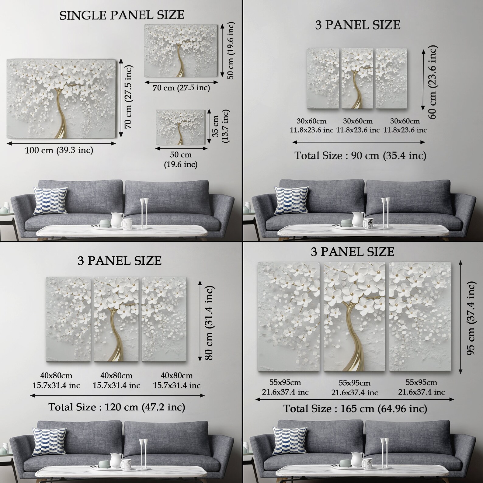 Flower Wall Art, Fancy Wall Decor, White Cherry Blossom, Floral ...