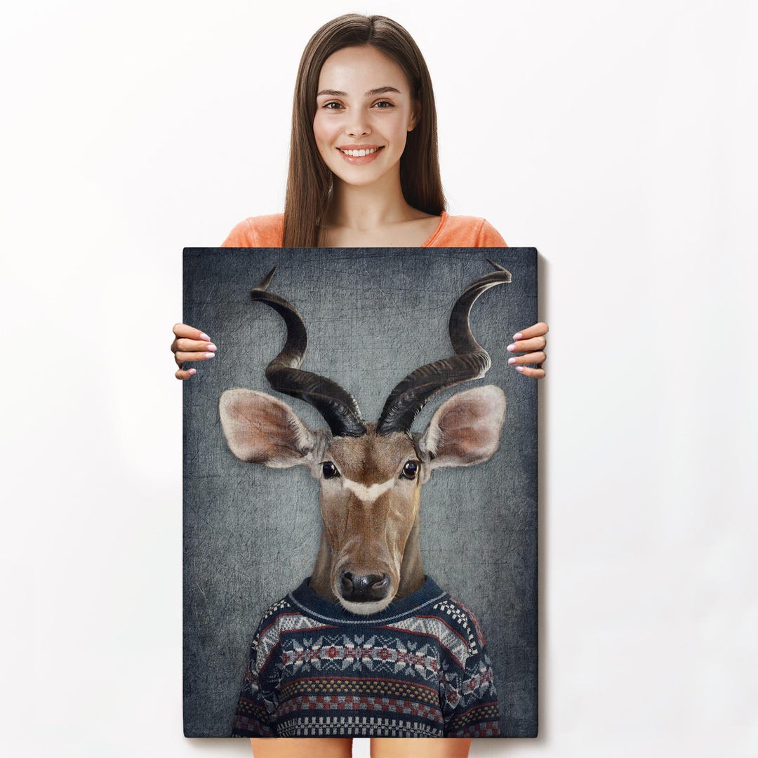 Antelope Headed Man Picture,farmhouse Wall Art, Antelope Print, Rustic ...