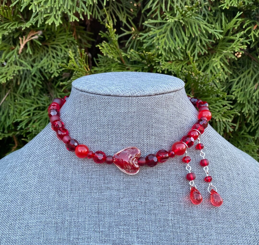 Bloody Heart Necklace/ Dripping Blood Necklace/ Heart Necklace/ Red ...