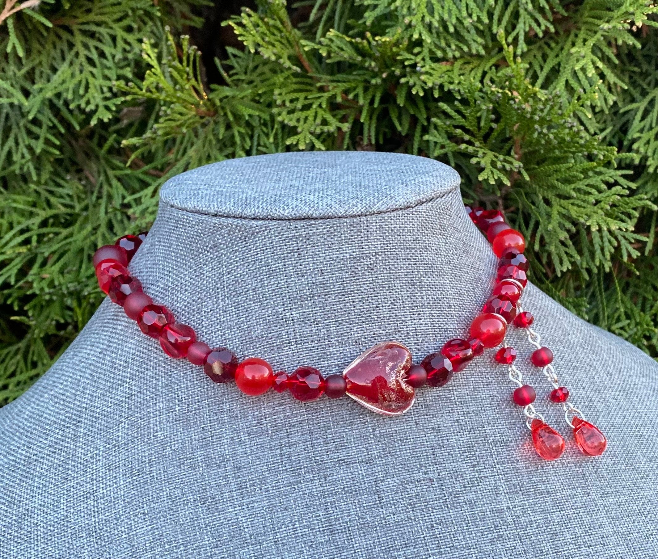 Bloody Heart Necklace/ Dripping Blood Necklace/ Heart Necklace/ Red ...