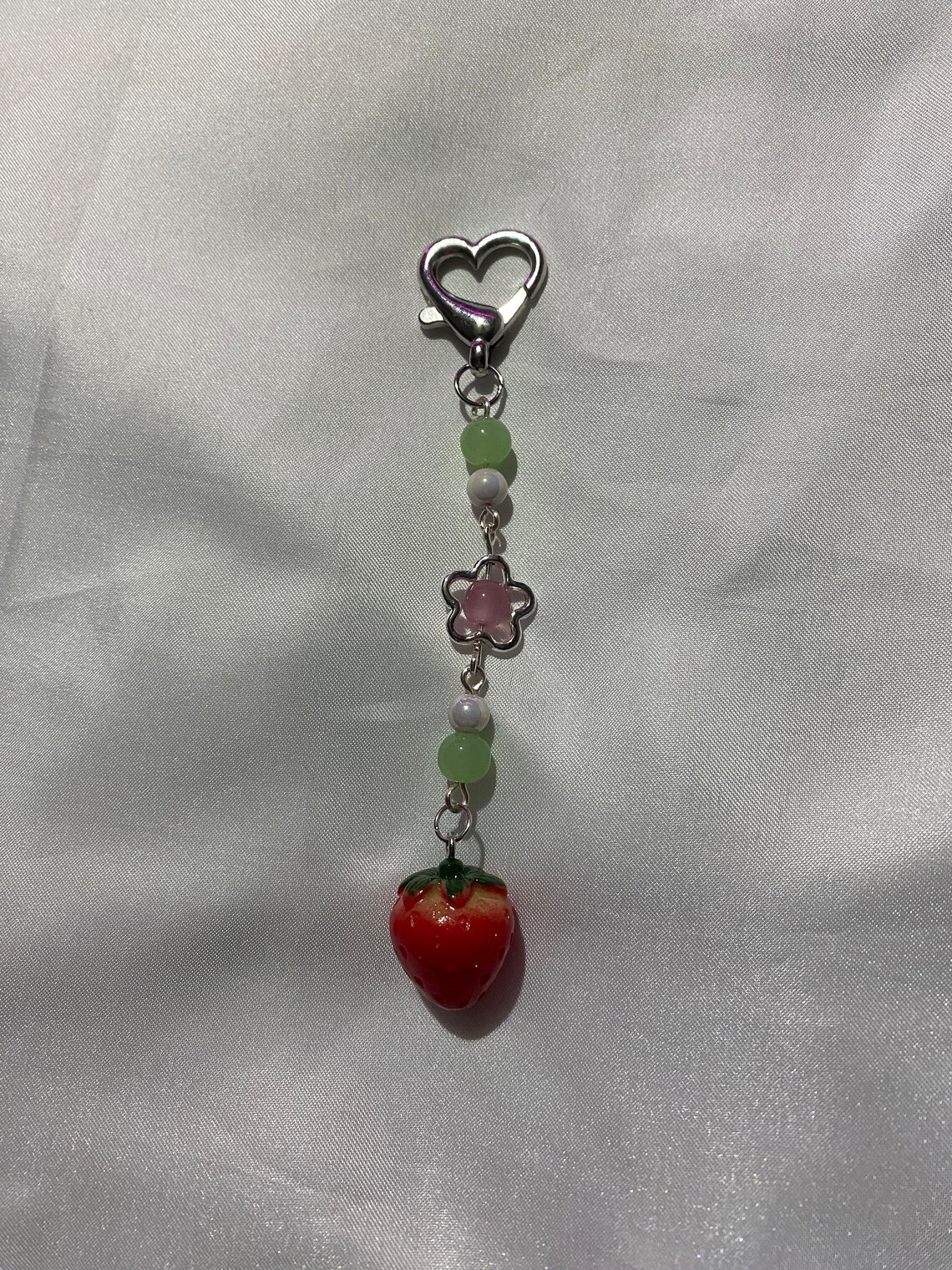 Strawberry Beaded Keychain/ Kawaii Strawberry Keychain / Heart - Etsy