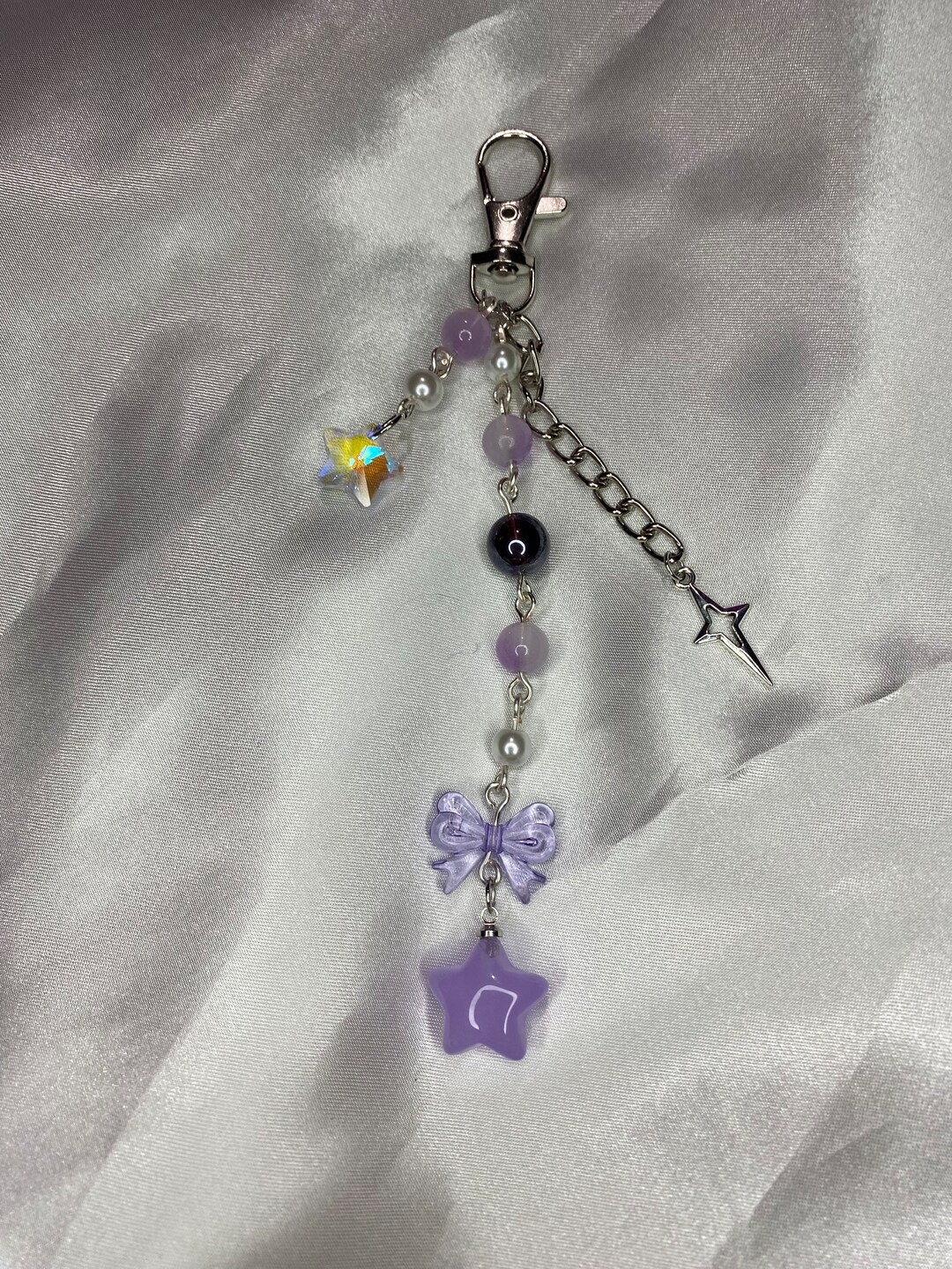 Purple Star Keychain/ Kawaii Purple Keychain/ Beaded Keychain/ - Etsy