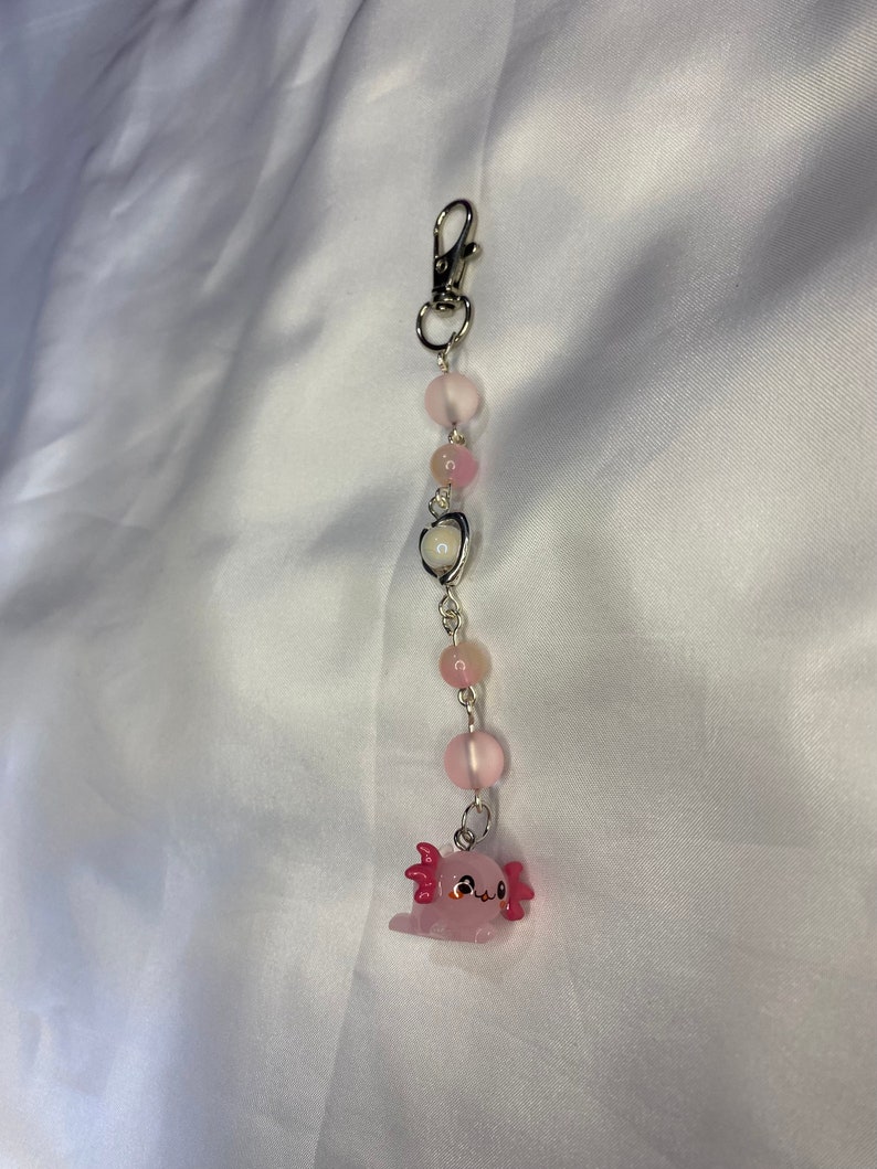Kawaii Axolotl Keychain / Axolotl Accessories/ Beaded Keychain/ Pink ...