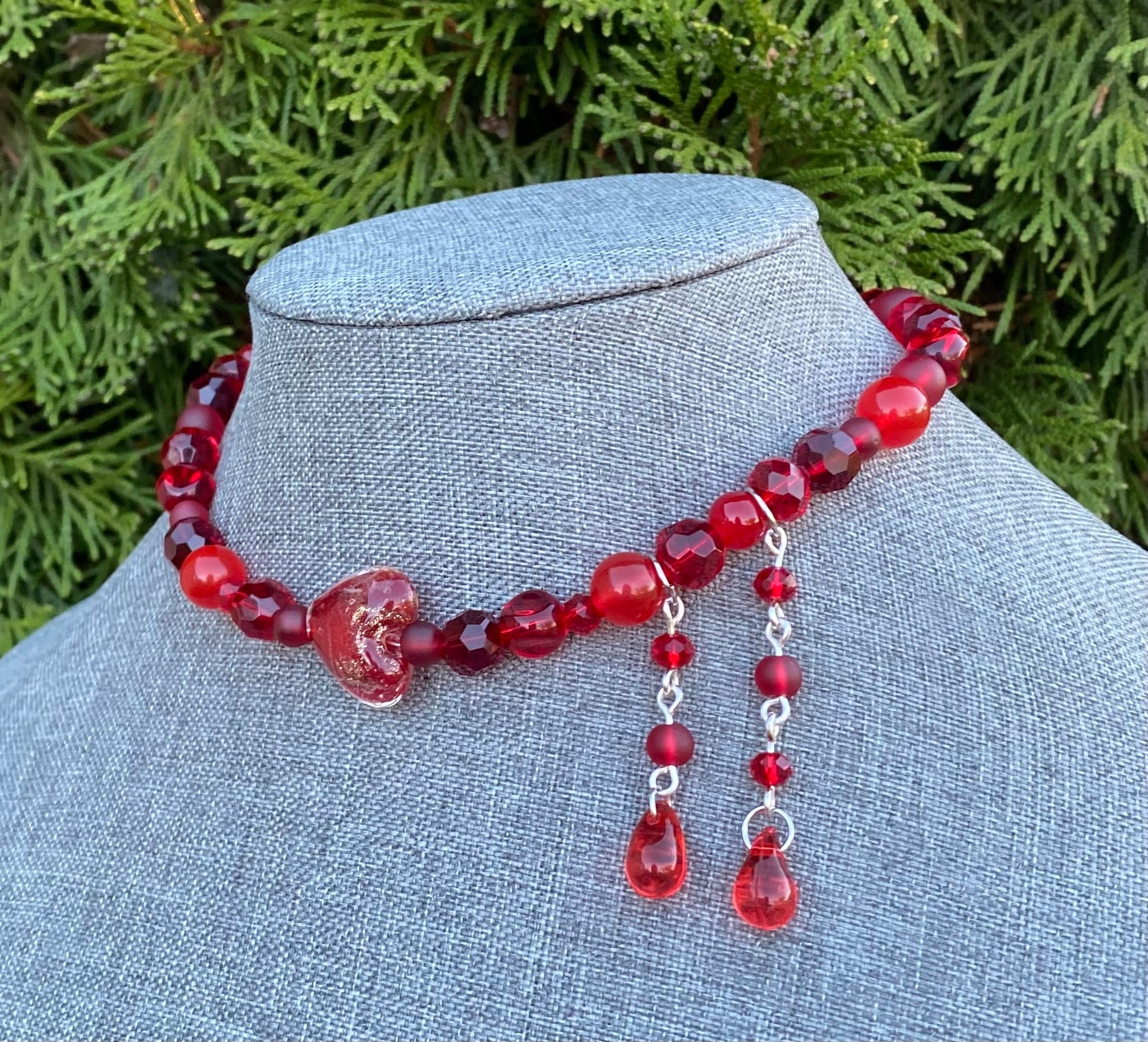 Bloody Heart Necklace/ Dripping Blood Necklace/ Heart Necklace/ Red ...