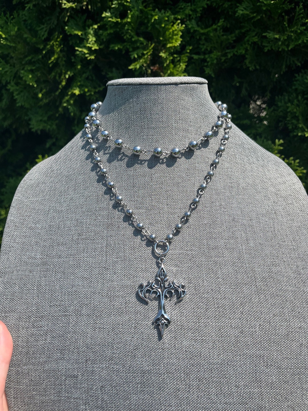 Cross Necklace / Beaded Cross Necklace / Layered Necklace/ - Etsy