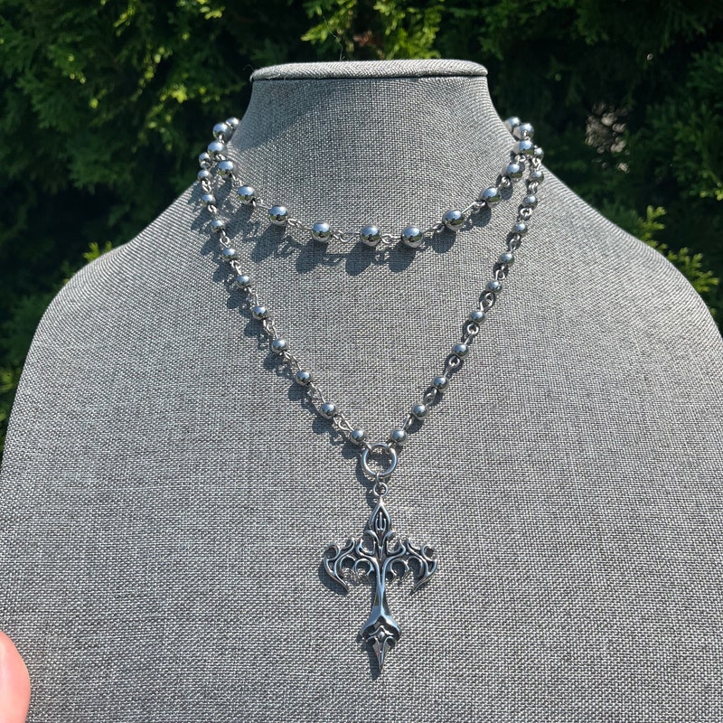 Cross Necklace Goth - Etsy