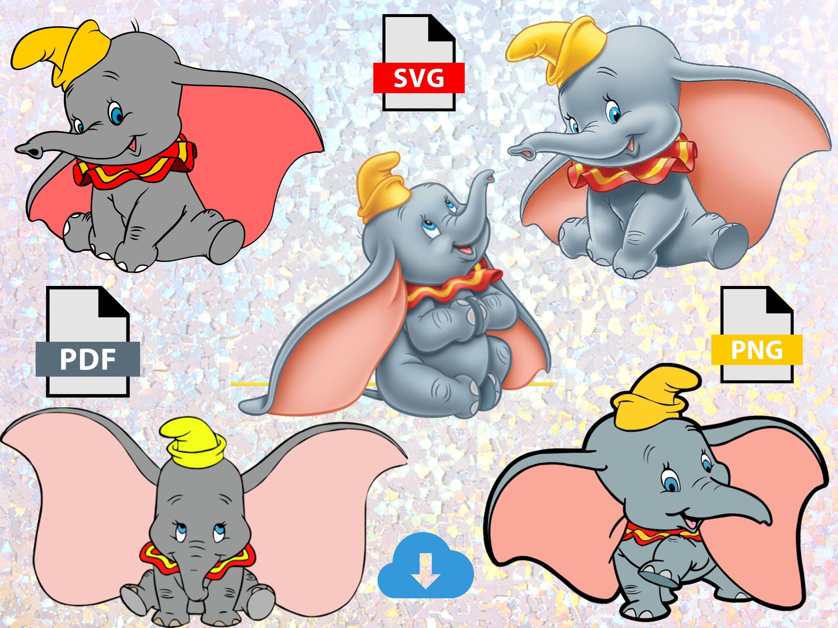 Dumbo Svg Bundle Dumbo Svg Dumbo Png Dumbo Clipart Elephant Svg Cartoon