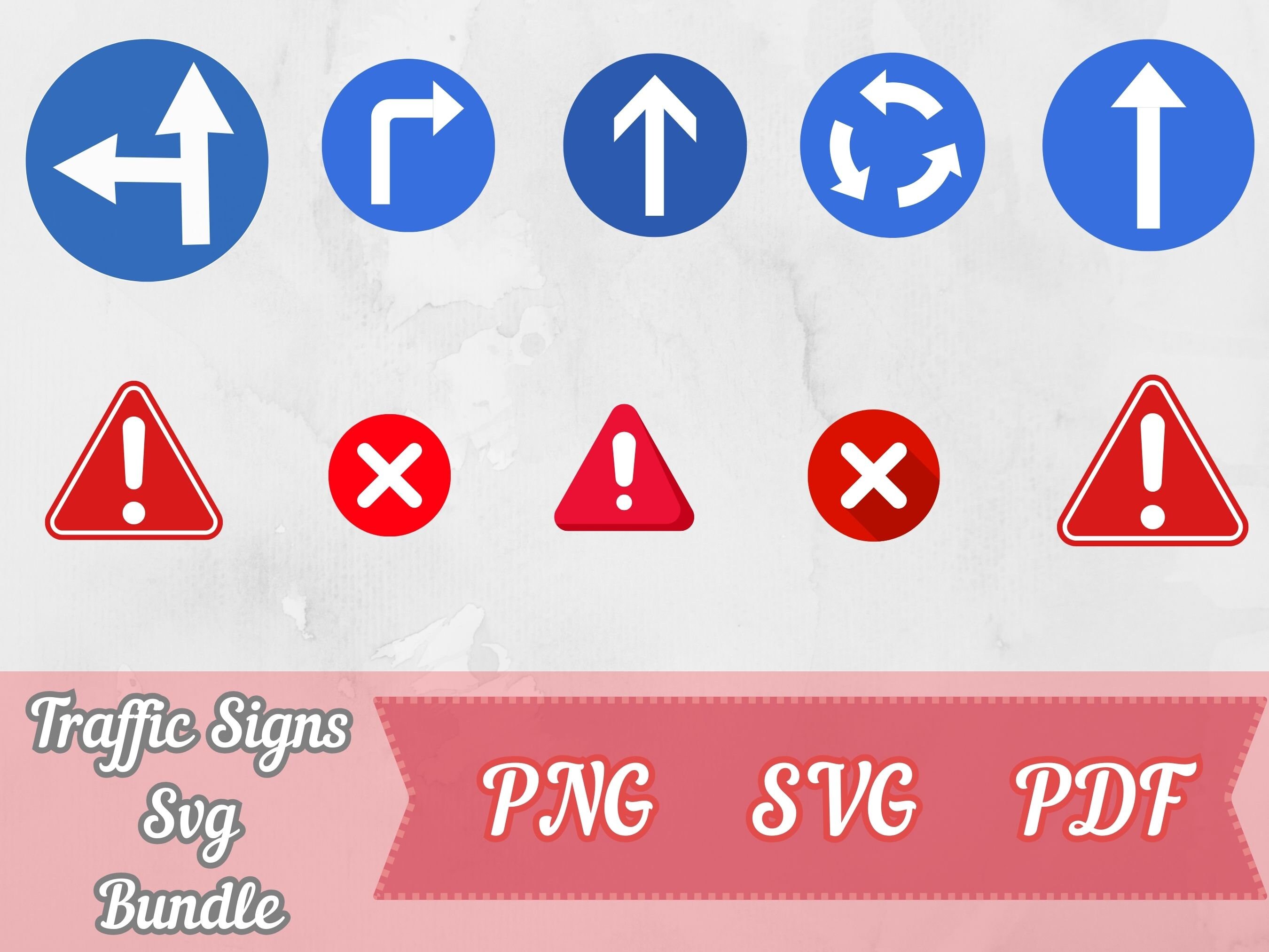 Traffic Sign SVG Bundle, Road Signs, Safety Icons, Warning Symbols ...