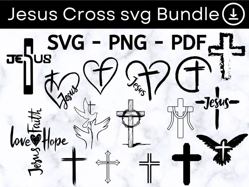 Jesus Cross SVG Bundle, Cross PNG Bundle, Cross SVG Cut Files for ...