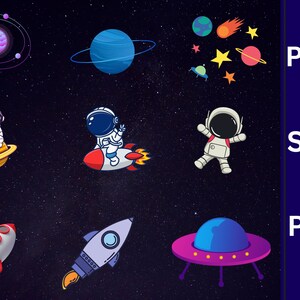 Cute Space Elements Baby SVG Bundle, Planets Clipart Set, Outer Space ...