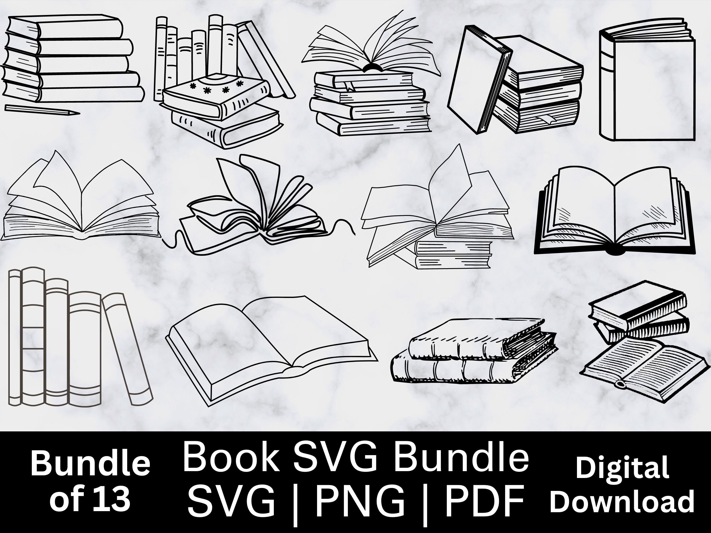Book Svg Bundle, Books PNG, Books Silhouette, Books SVG, Books Clipart ...
