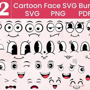 Cartoon Face Svg, Instant Download, Cricut Silhouette Featuring Face ...