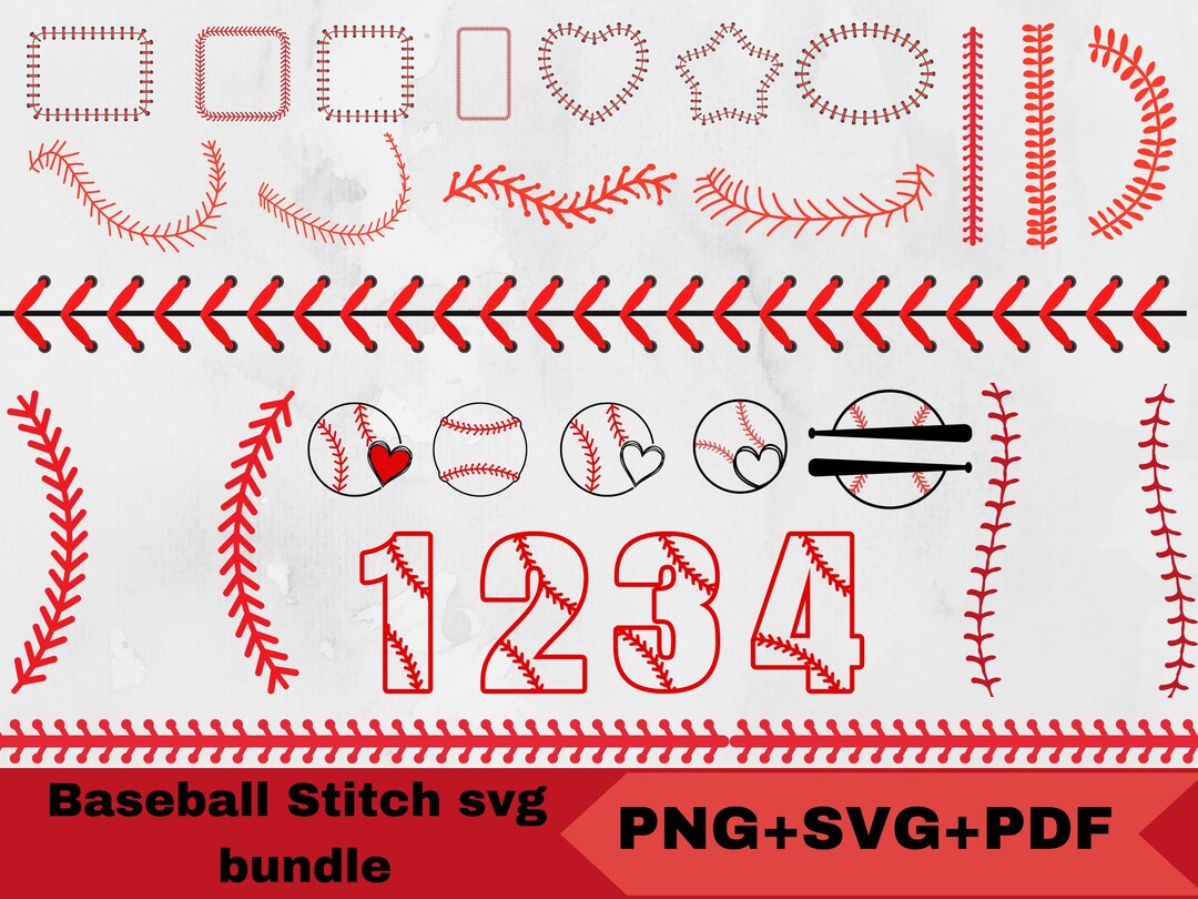 Baseball Stitch Svg Bundle | Set of Baseball Stitch Designs | Cut Files ...