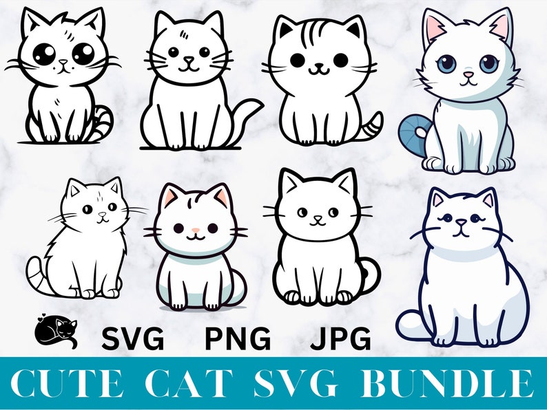 Cute Cat SVG, Cat Clipart, Portrait Cats PNG, Vector, Funny Cat SVG ...