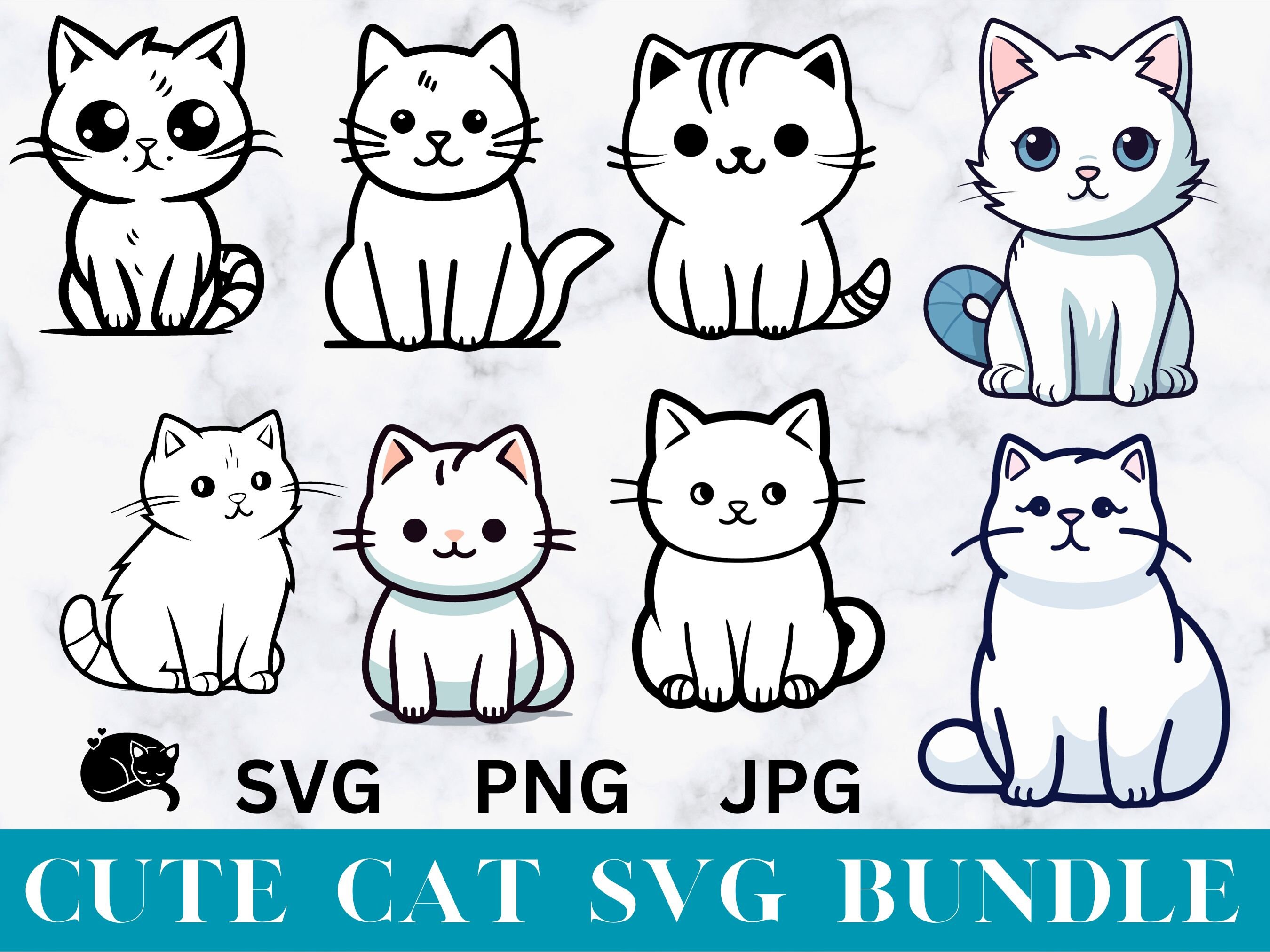 Cute Cat SVG, Cat Clipart, Portrait Cats PNG, Vector, Funny Cat SVG ...