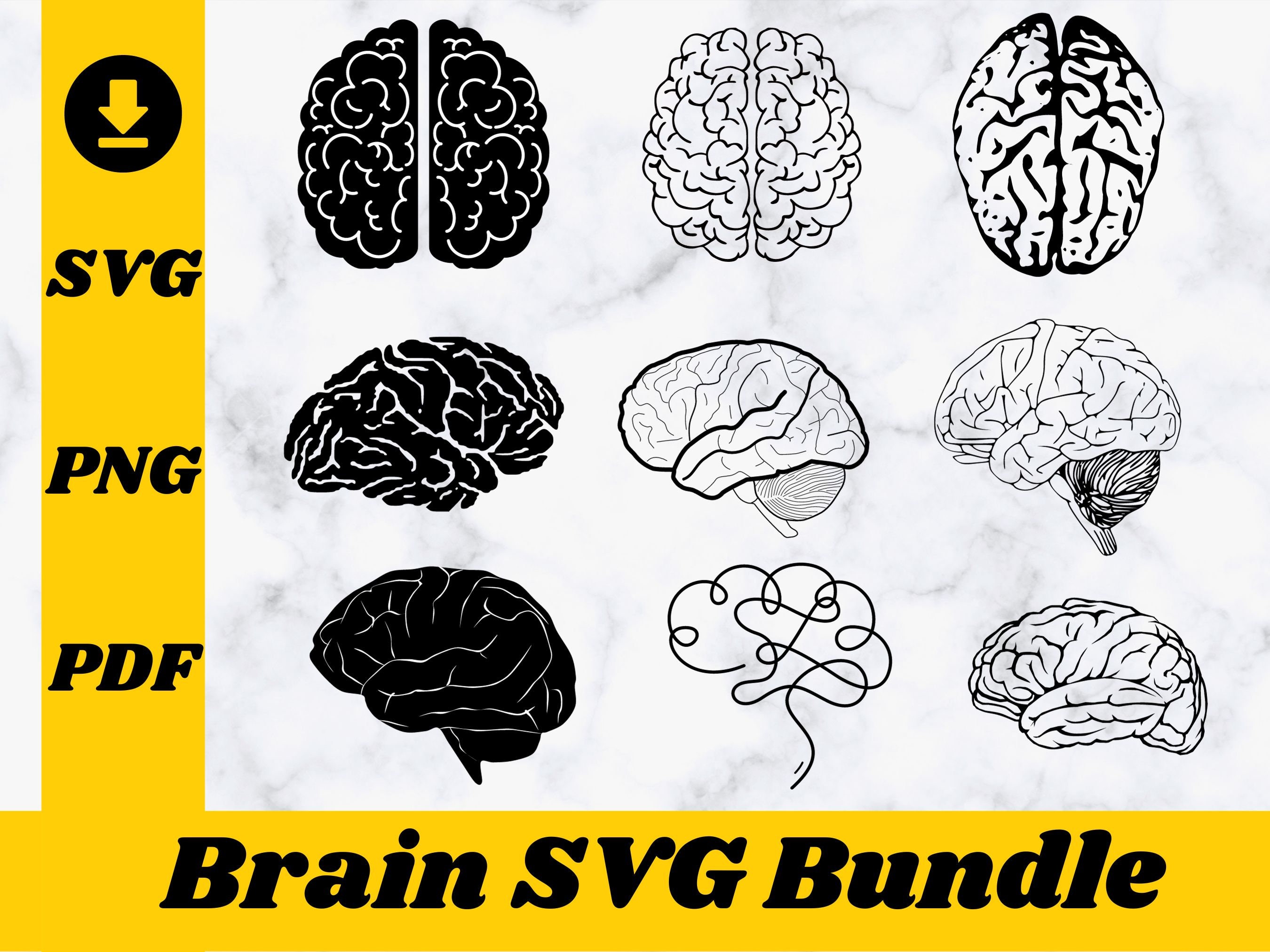 Brain Svg Files for Cricut, Brain Svg Bundle, Brain Clipart, Brain Png ...
