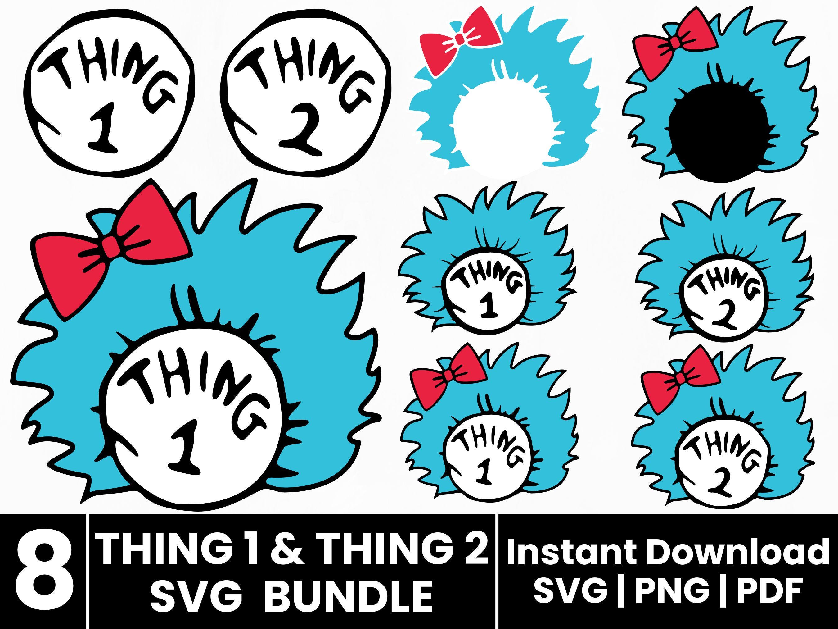 Thing 1 and Thing 2svg Bundle, Dr Seuss Inspired SVG, Twins Matching ...