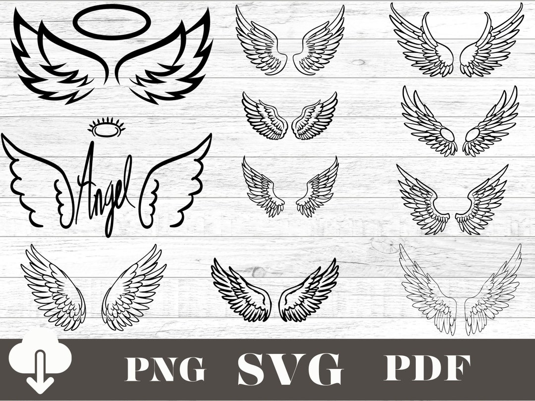 Angel Wings SVG, Angel Wing SVG, Angel Wings PNG, Wings Shape, Angel in ...