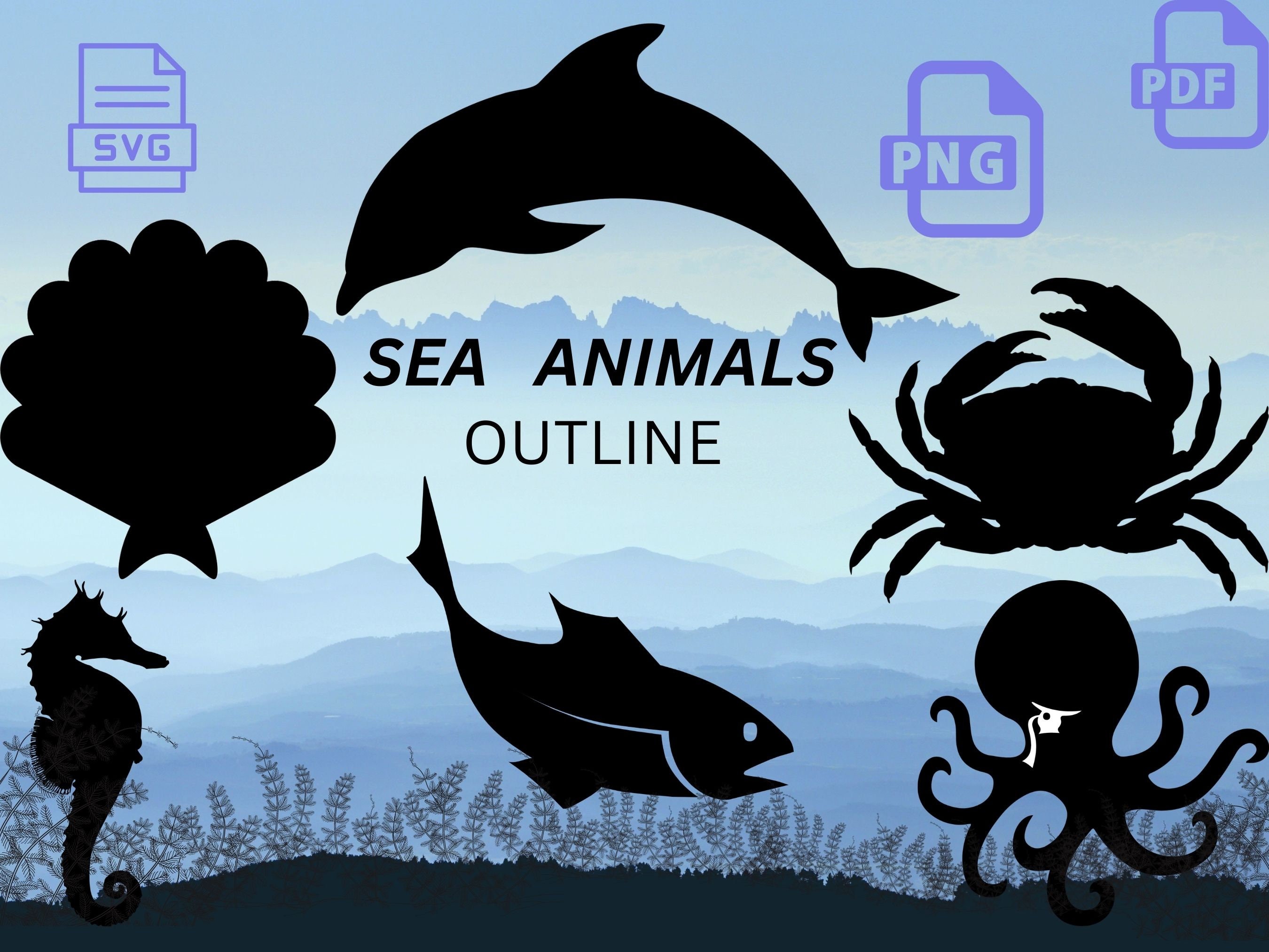 Sea Animal Svg,beach Svg,mermaid Svg,octopus Svg,seashell Svg ...