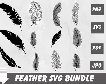 Feather SVG Bundle, Birds Feather Svg, Feather Silhouette for Cricut ...
