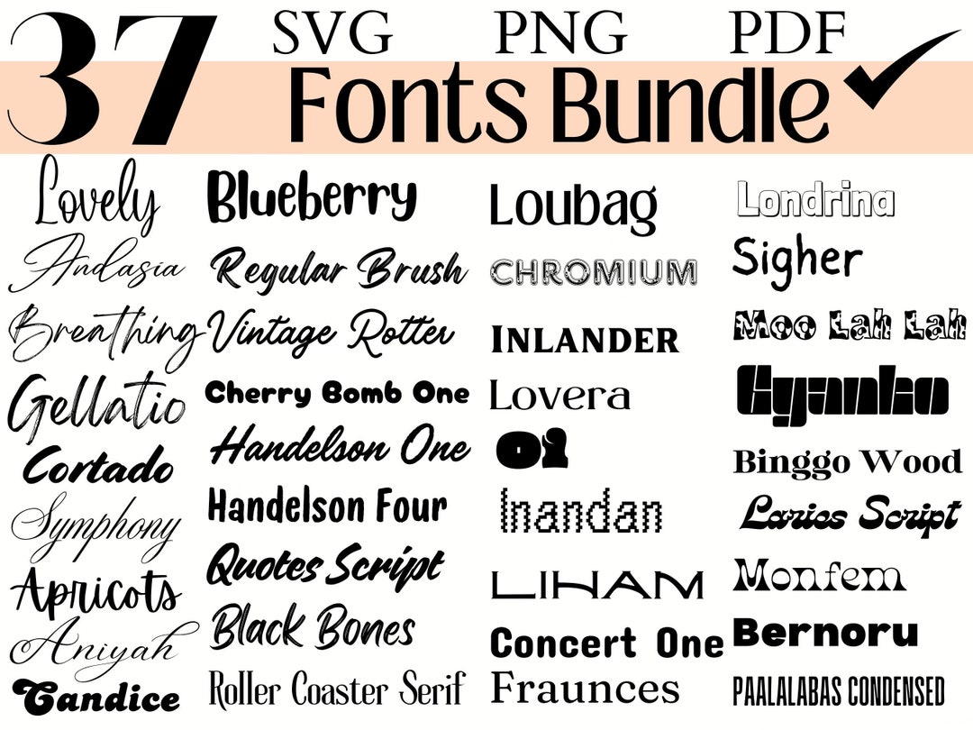 Font Bundle Svg Ttf Digital Fonts, Procreate Fonts, Cricut Fonts, Canva ...