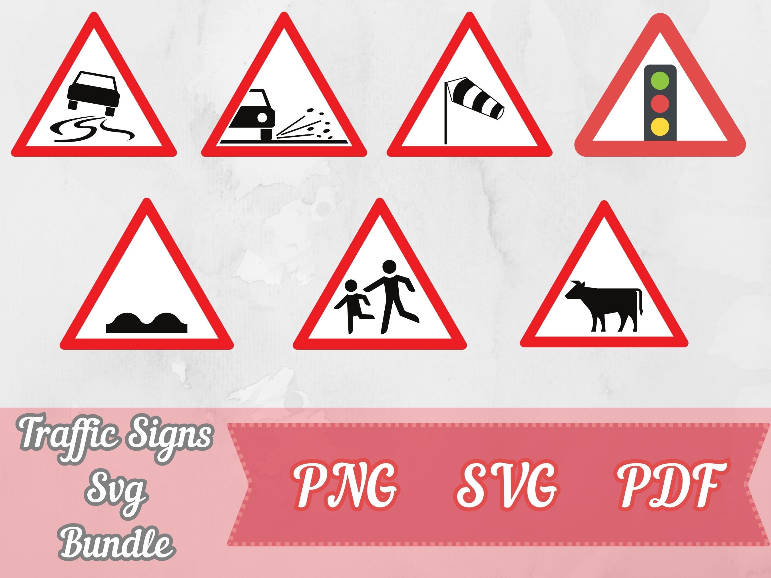 Traffic Sign SVG Bundle, Road Signs, Safety Icons, Warning Symbols ...