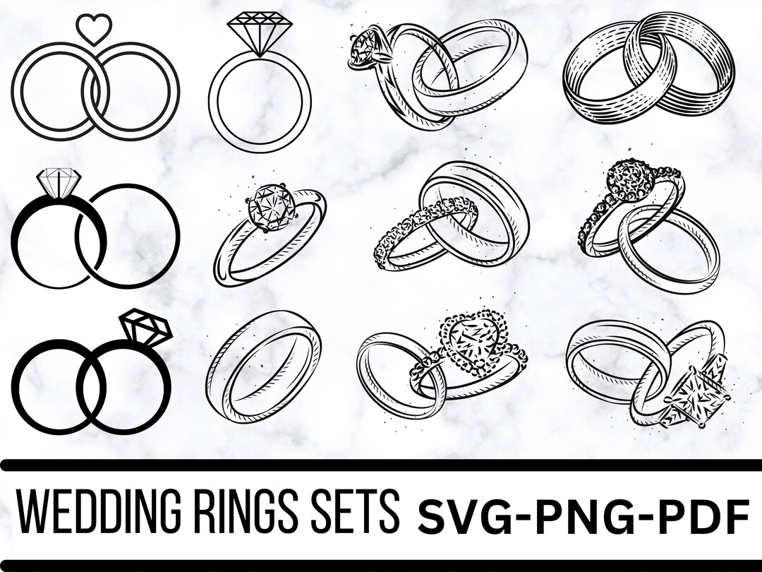 Wedding Ring SVG Files, Engagement Ring SVG Vector Files, Groom and ...