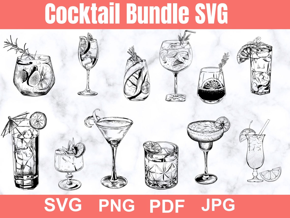 Cocktail SVG Bundle, Cocktail SVG, Layered Cocktail Bundle, Cricut SVG ...