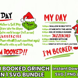 My Day is Booked Grinch SVG Bundle, Funny Grinch Christmas SVG, Holiday ...